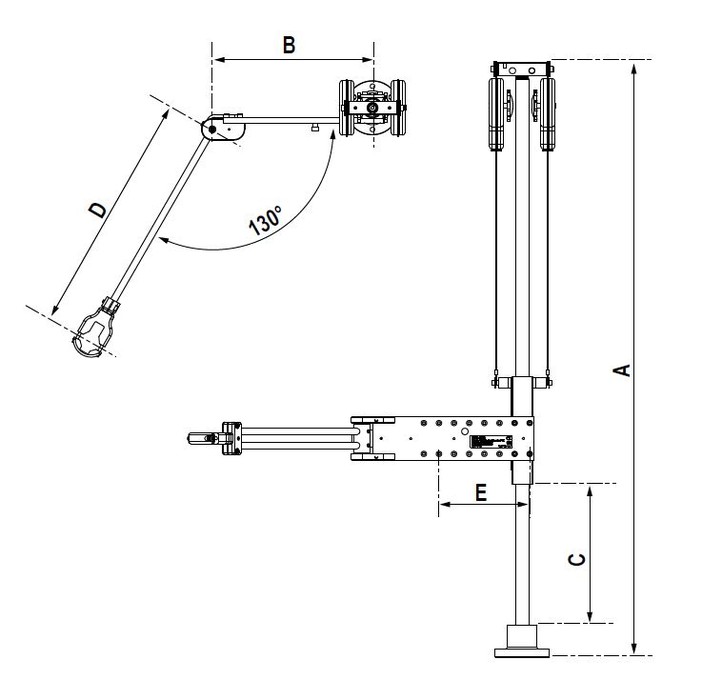 D53-50S | Ramię reakcyjne obrotowe