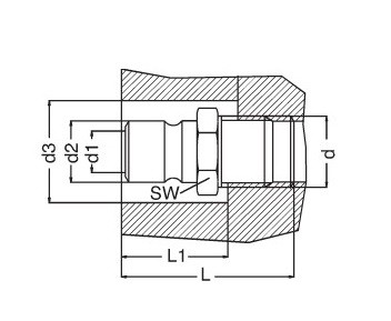 K09D GZ14 | Króciec do form wtryskowych DN9 typ DME, G 1/4 GZ, bez zaworu