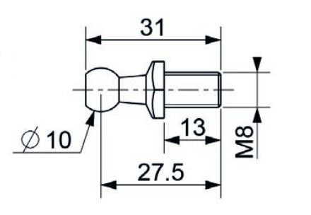 92990A | Mocowanie sprężyny gazowej z gwintem M8 trzpień do gniazda fi ...