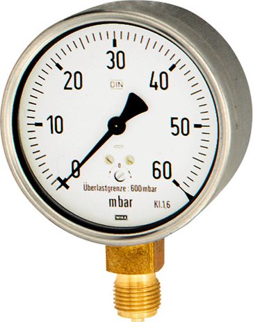 6841 | Manometr puszkowy G1/2R, 100mm, 0-60mbar, CN