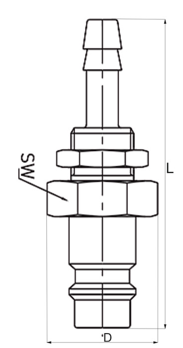 243.07-B | Króciec szybkozłącza NW7,2 obustronne, pod wąż 9w, M0